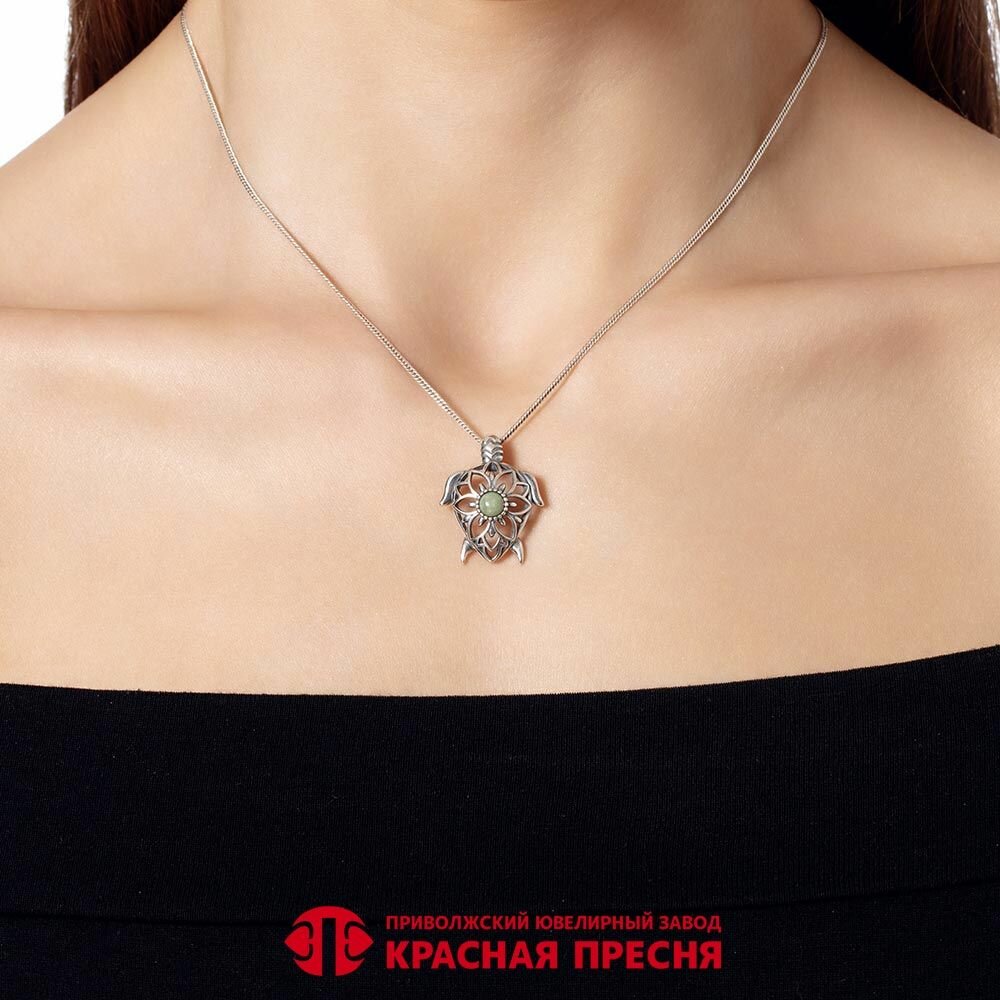 Подвеска, серебро, 925 проба, оксидирование, везувиан