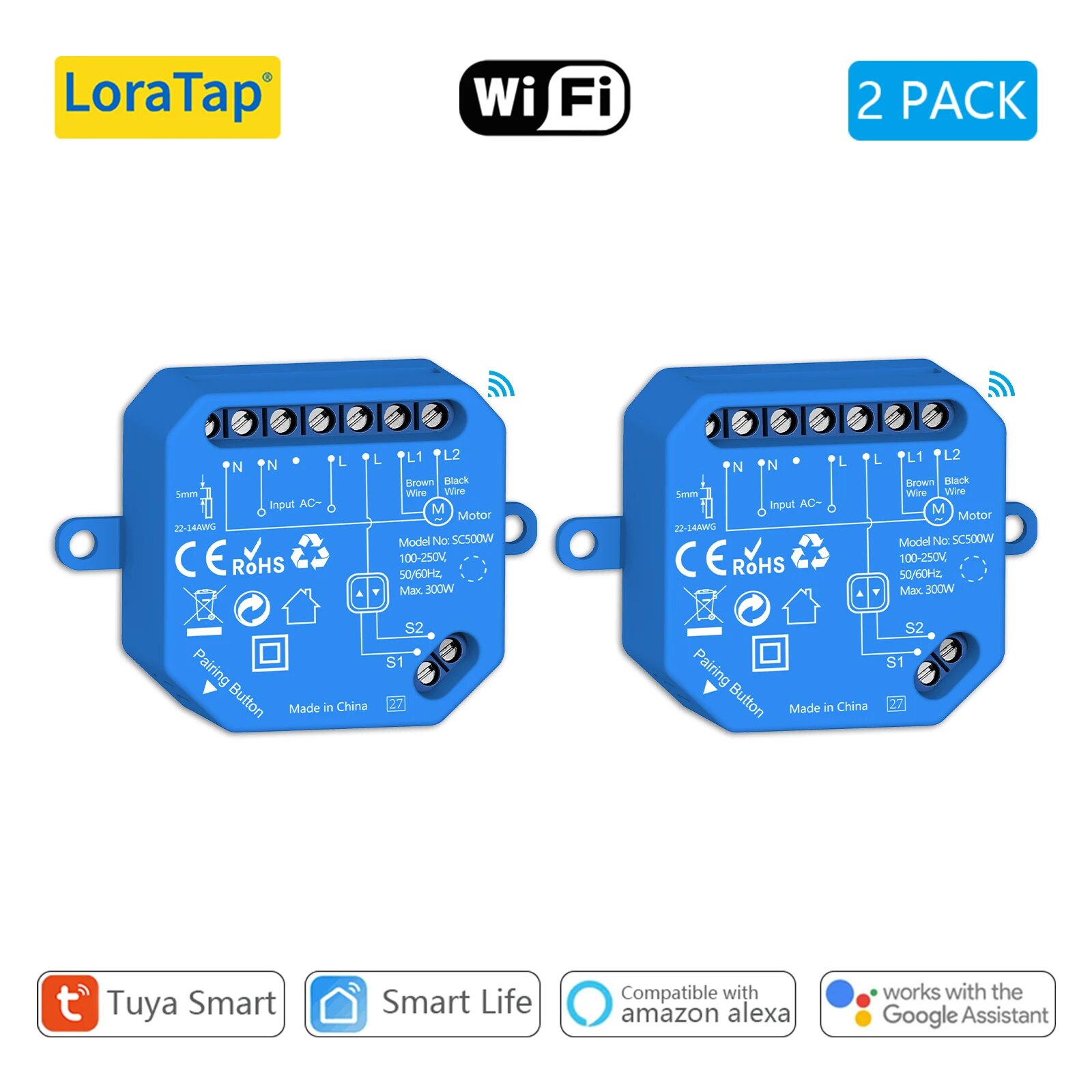 LoraTap Wi-Fi умные рольставни, 2 PACK