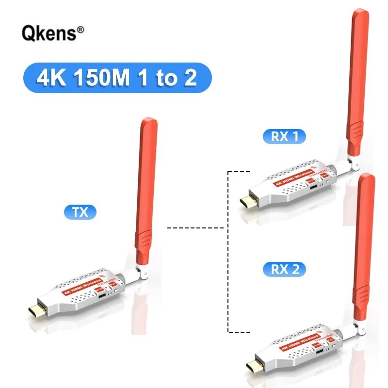 Qkens 4K 150M HDMI 1 to 2 TX/RX