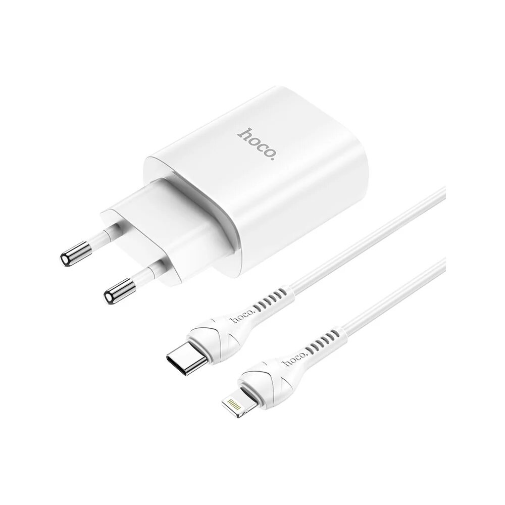 Сетевое зарядное устройство Hoco n14 1xusb-c, 3а, pd20w + usb-c кабель lightning 8-pin, 1м (белый) 0L-00050618