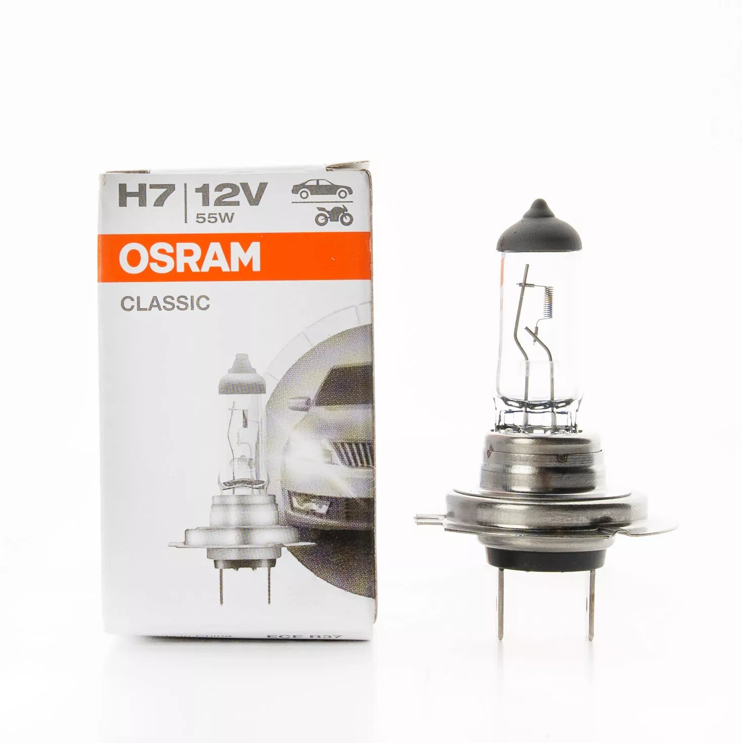 Лампа H7 OSRAM Classic галогеновая для ближнего и дальнего света 12V 55W 3200K