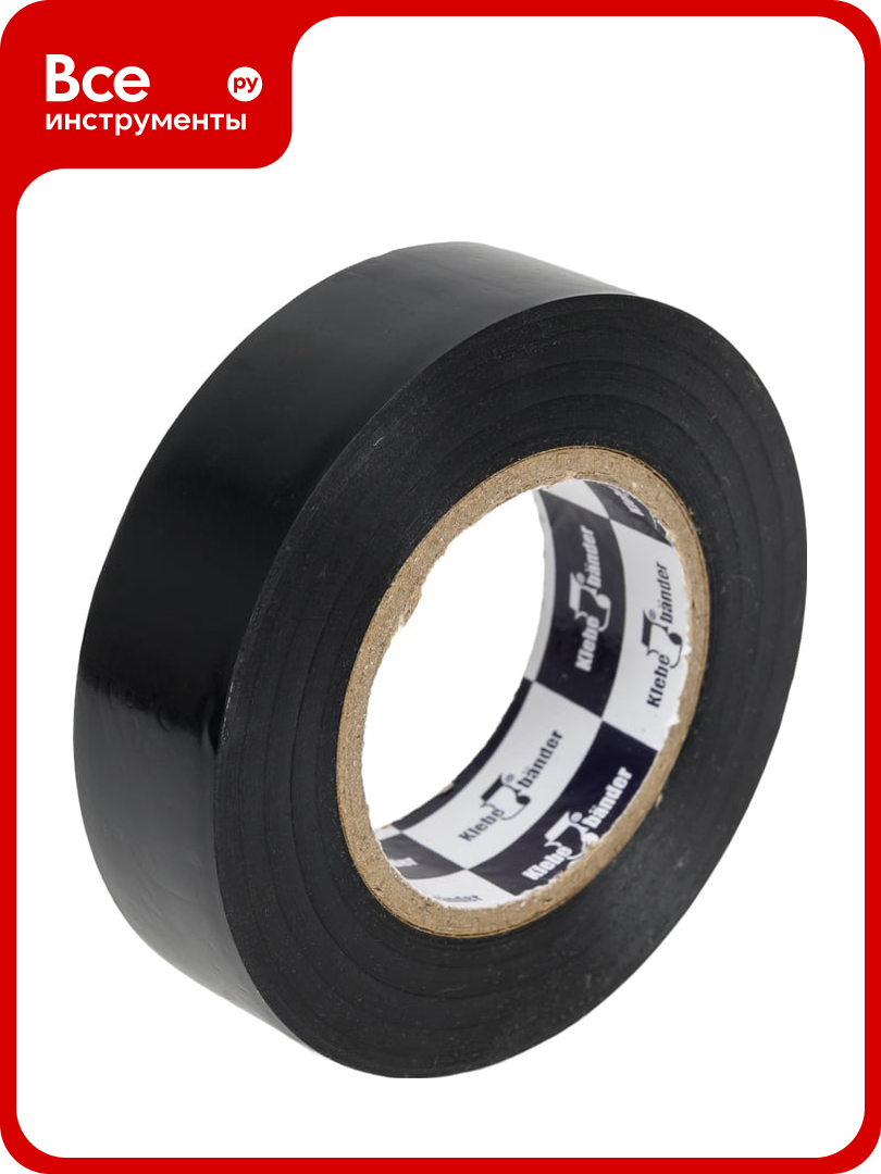 Изолента Klebebander ПВХ, 19 мм х 20 м, 130 мкм, 4 Кв, чёрная, Klebebänder 122311