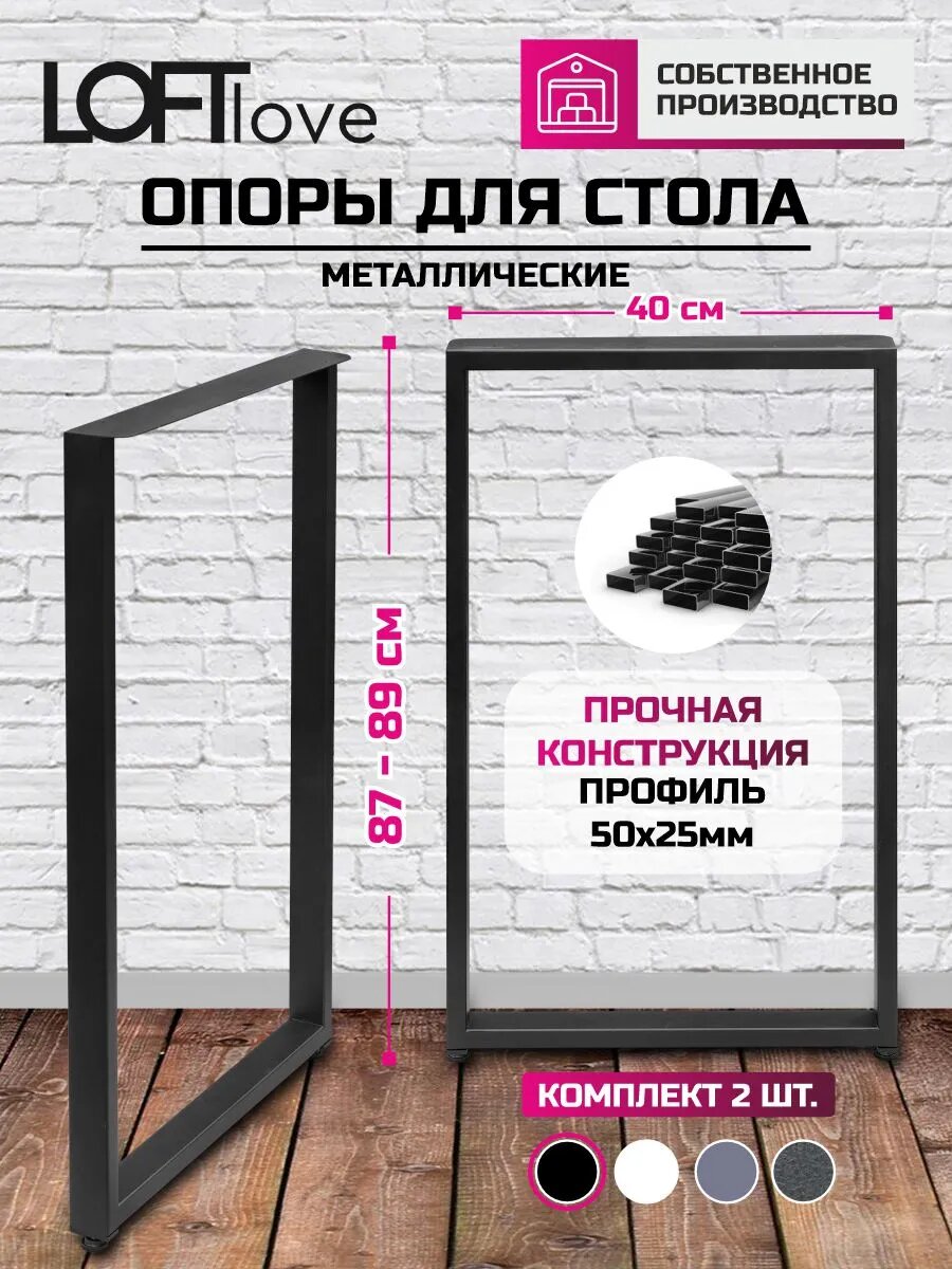 Ножки для стола высота 87см ширина 40см 2шт серые