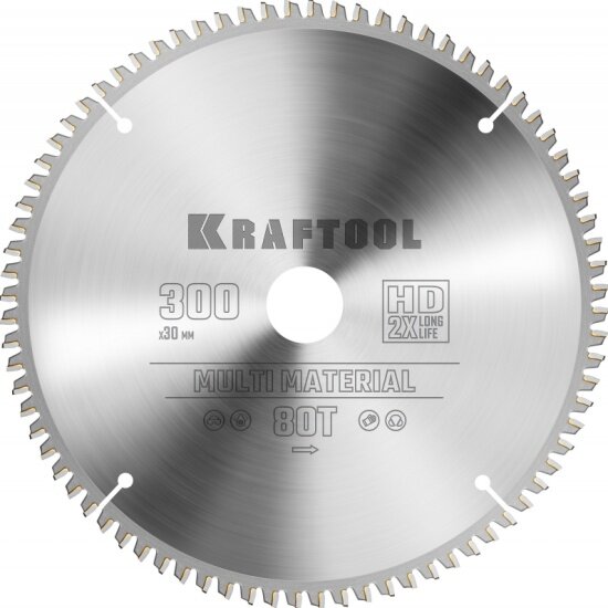 Kraftool Пильный диск по алюминию Multi Material, 300 х 30 мм, 80Т, (36953-300-30)