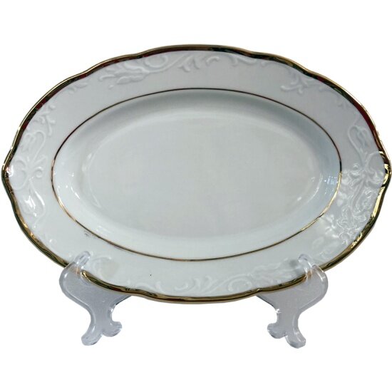 Блюдо Thun 1794 овальное "Tulip", декор "Отводка золото", 24 см. (ТУЛ0019)