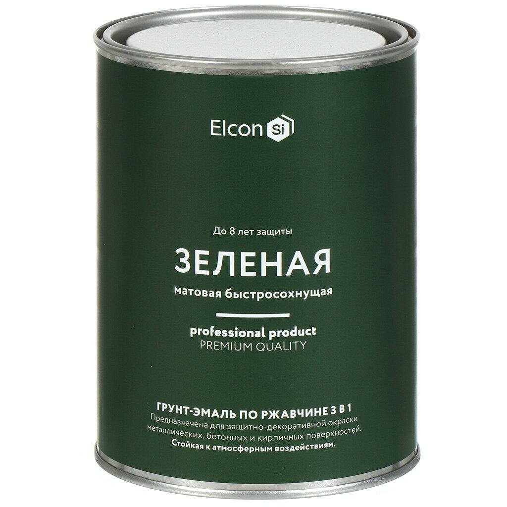 Грунт-эмаль ELCON 3 в 1, матовая, по ржавчине, смоляная, зеленая, 0,8 кг