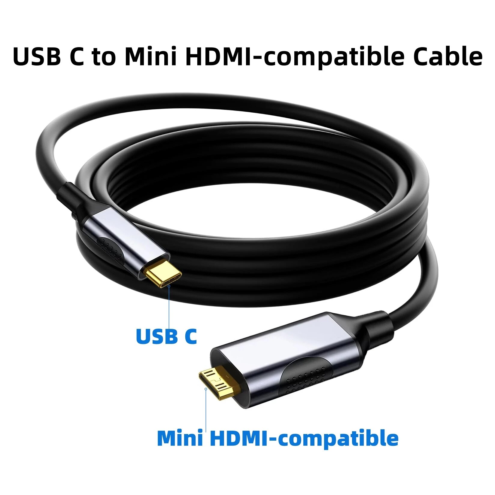 Кабель USB C Thunderbolt3 — Mini HDMI, совместимый с 4K при 60 Гц, совместимый с портативным монитором Samsung Phone16/15 серии Macbook Pro