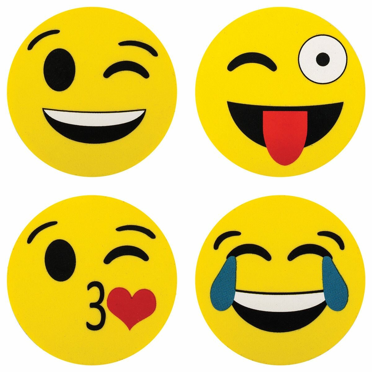 Губка-стиратель для маркерных досок Юнландия "Смайлик" (50мм, желтый) набор 4шт. (237504), 3 уп.