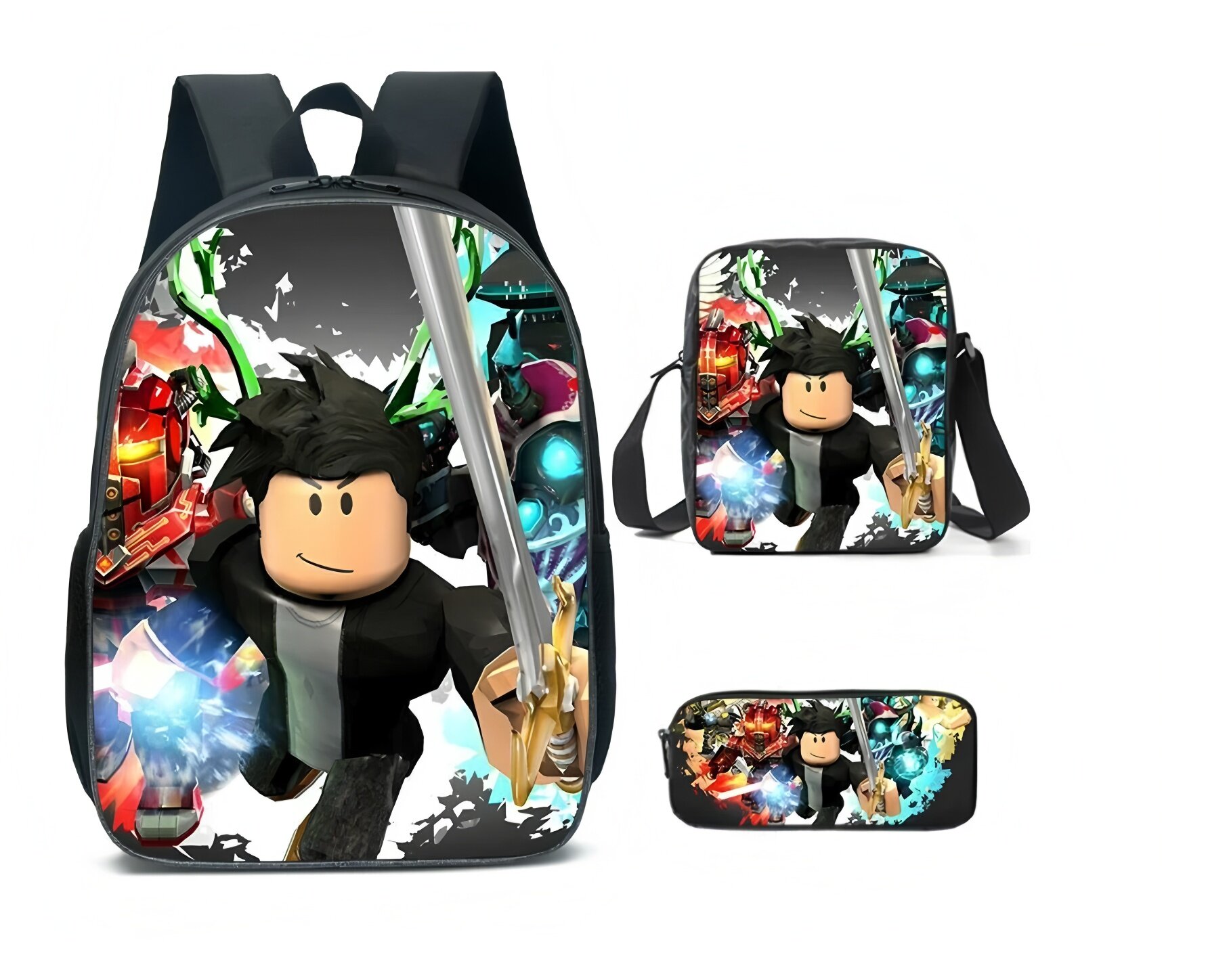 Рюкзак "Roblox", с пеналом, с застежкой-магнитом, школьный, 3 шт
