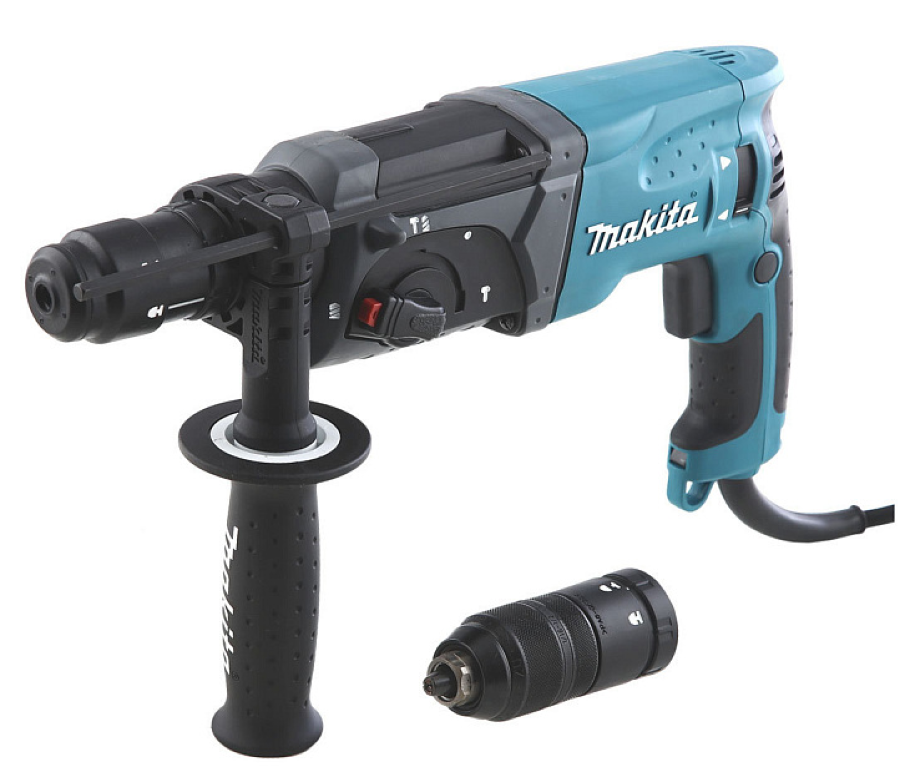 Перфоратор Makita / Макита HR 2470 FT в пластиковом кейсе щеточный, черно-синий, SDS+, 3 режима работы, 2.7Дж, 780Вт / инструменты