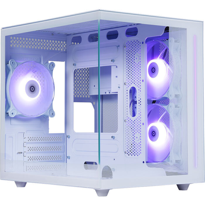 Корпус компьютерный MiniTower mATX-ITX Defender NovaCube сталь+стекло без Б/П 3 вентилятора 120мм - белый