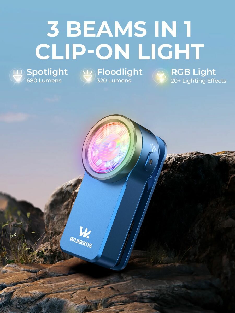 Wurkkos HD03 Mini RGB Clip Фонарик 6000K 680LM Прожектор и фара EDC Torch Портативное наружное освещение