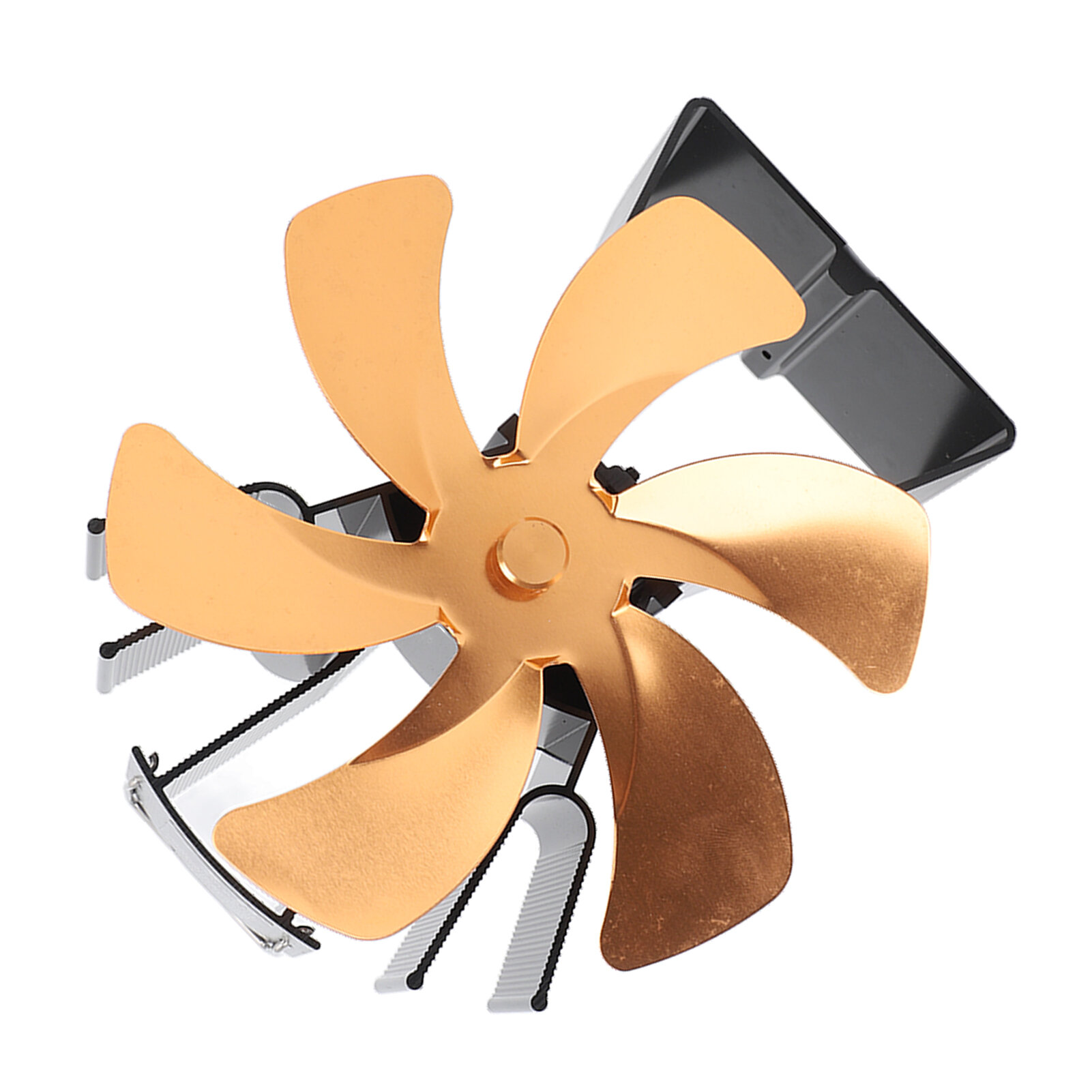 6-лопастной вентилятор для печи с подогревом, алюминиевый сплав, ручное управление, настольный вентилятор для камина, дровяные печи, пеллетные горелки, золото