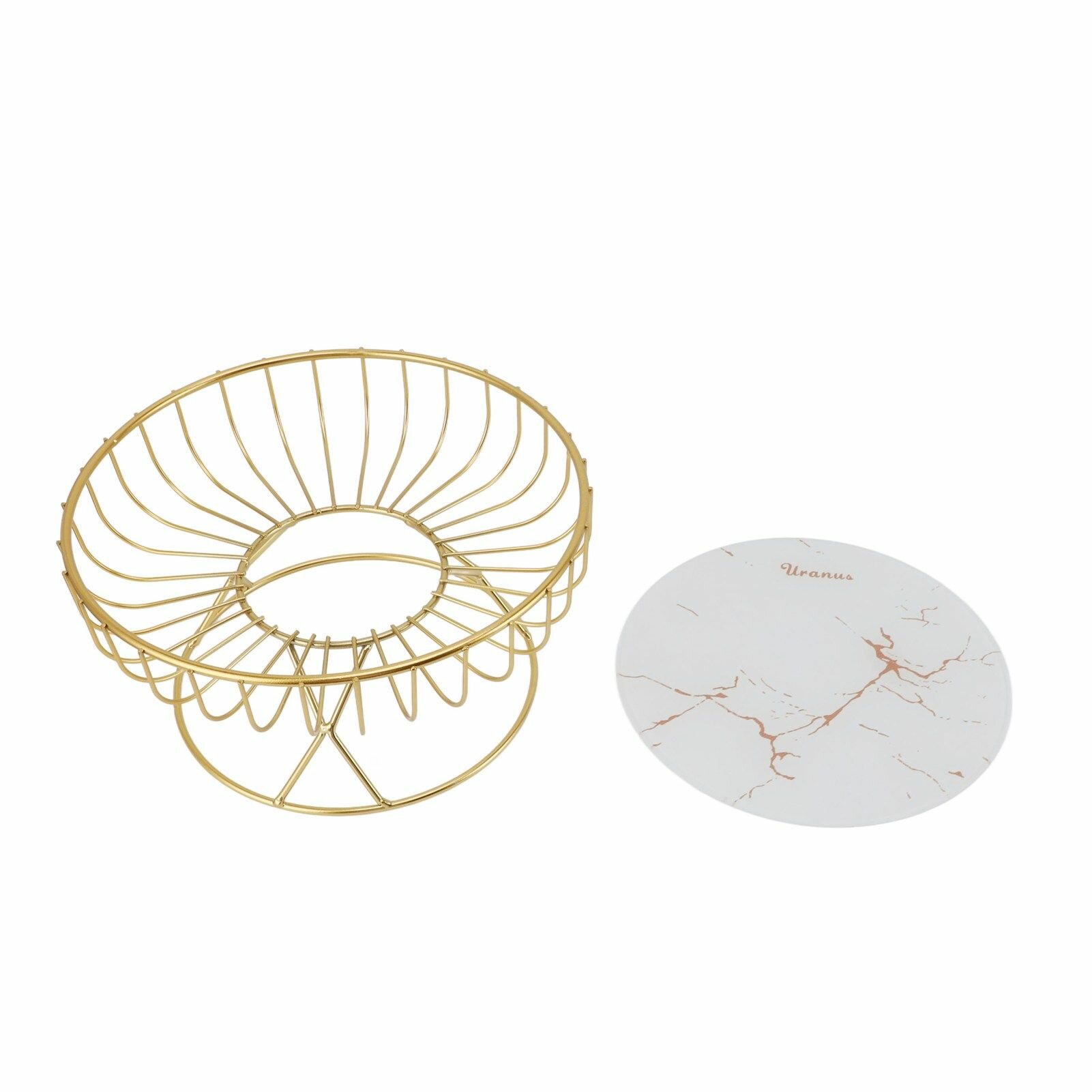 Круглая корзина с фруктами, полая металлическая ваза для фруктов большой емкости, подставка для десертных закусок, хлеба L, белый фон с золотыми полосками