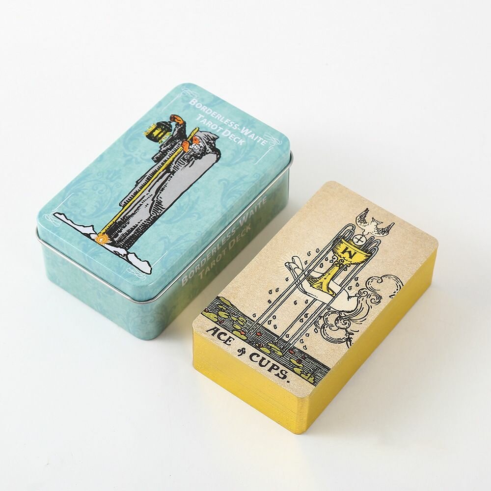 Карты Таро уэйта винтажное с железной коробкой / Vintage tarot 10*6см.