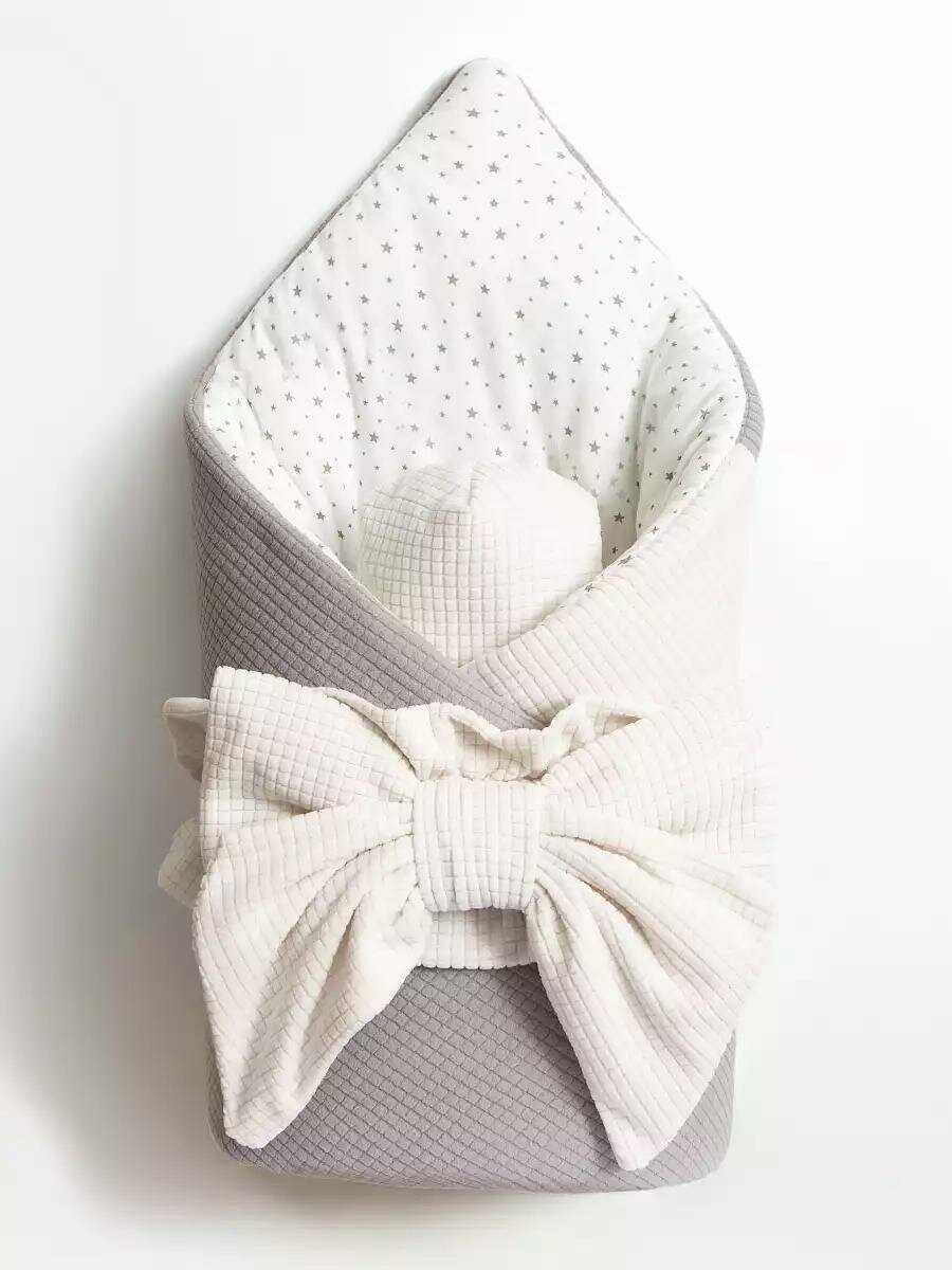 Комплект на выписку КНР "Жемчуг", новый, зима, 7 предметов, молочно-серый