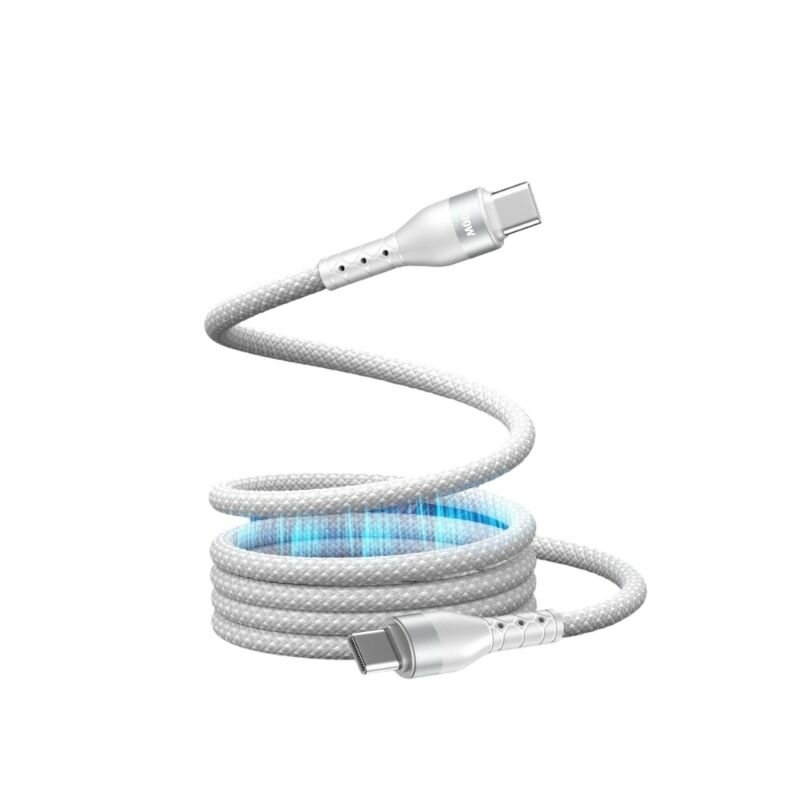 Кабель для передачи данных PD super fast charging мощностью 100 Вт с магнитной двойной головкой Type C в оплетке-1,5 м-белый