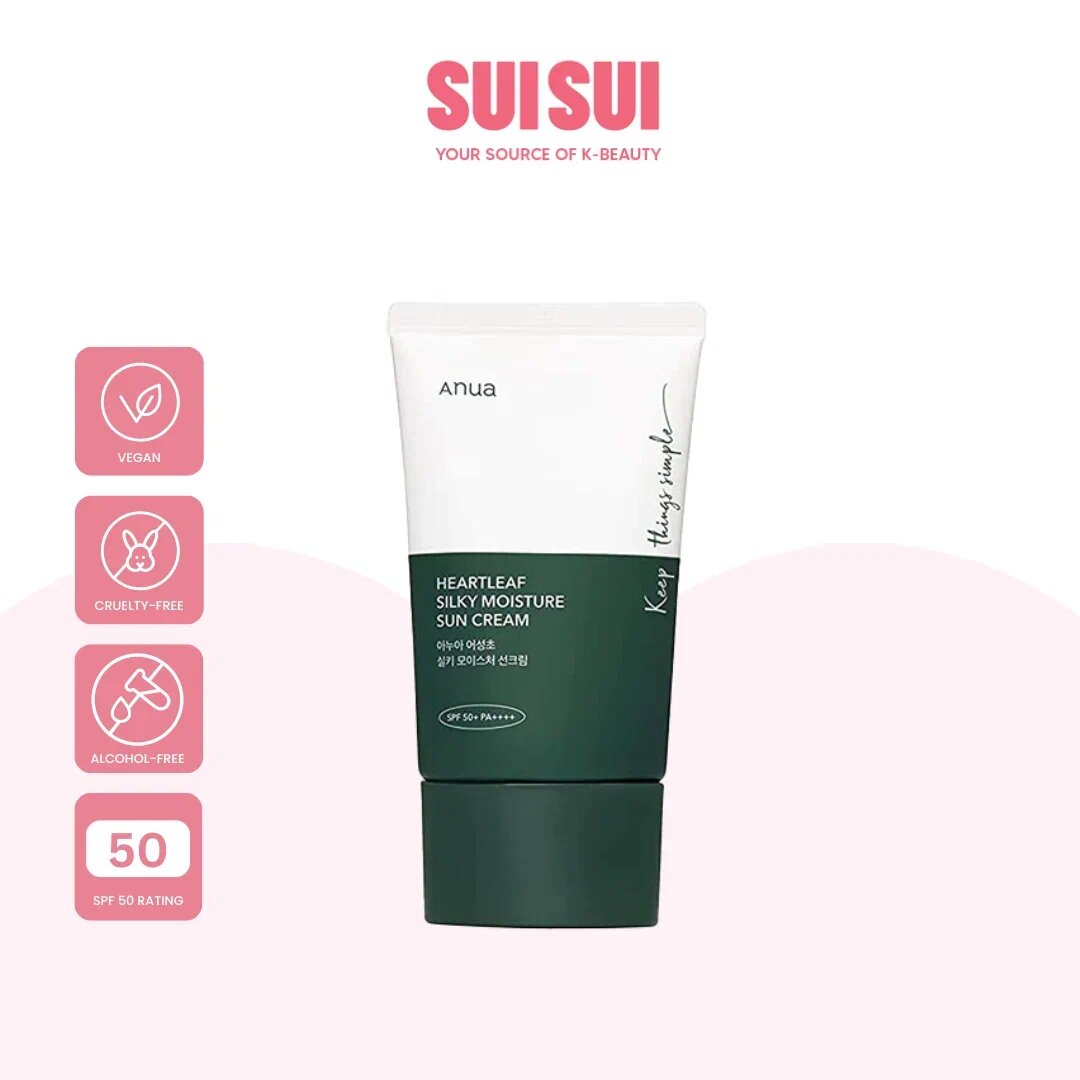 Успокаивающий солнцезащитный крем с хауттюйнией Anua Heartleaf Silky Moisture Sun Cream SPF50+PA++++