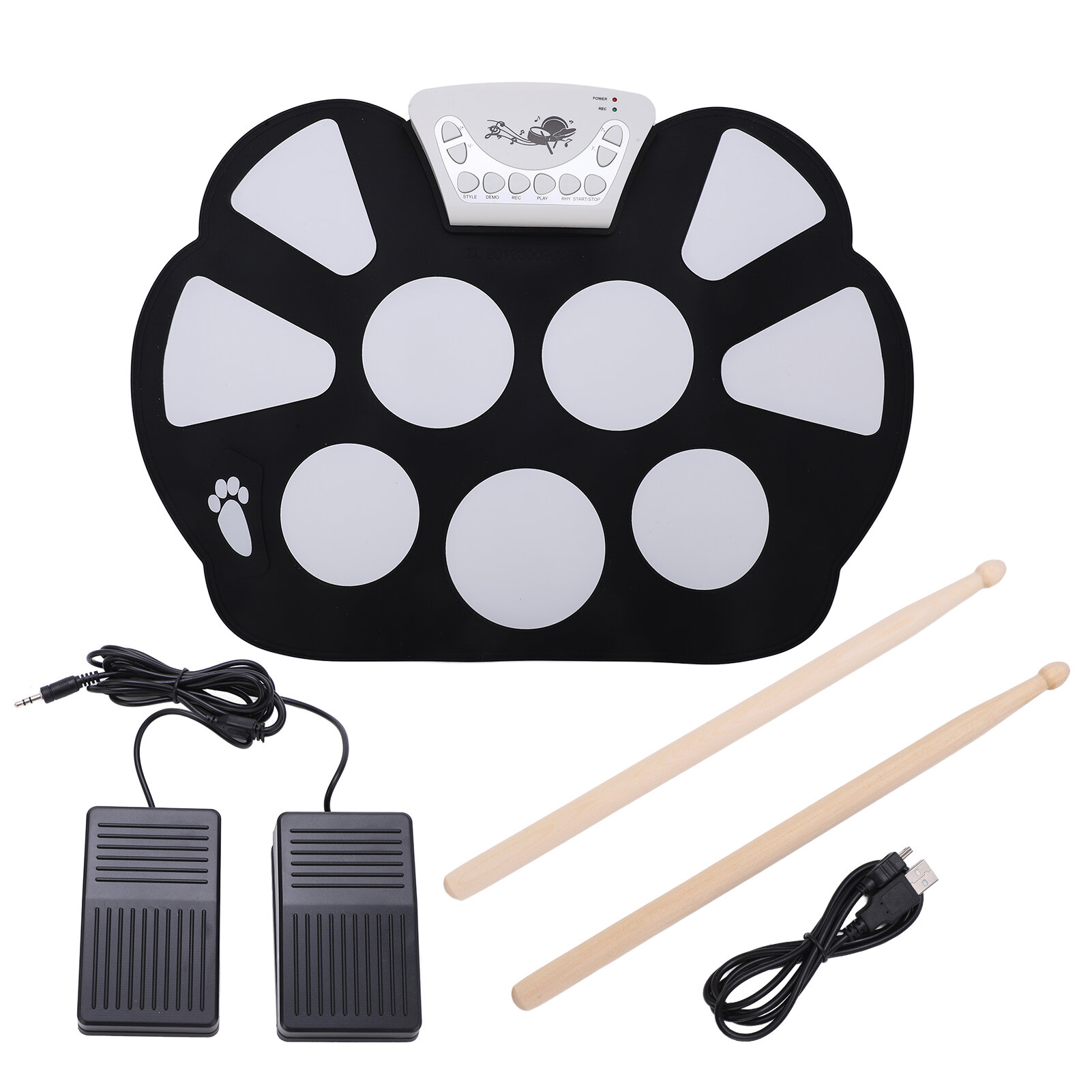 Расколо Drum Drum Kit 9 Pads Портативные электронные барабанные барабаны тренировочная площадка для начинающих детей