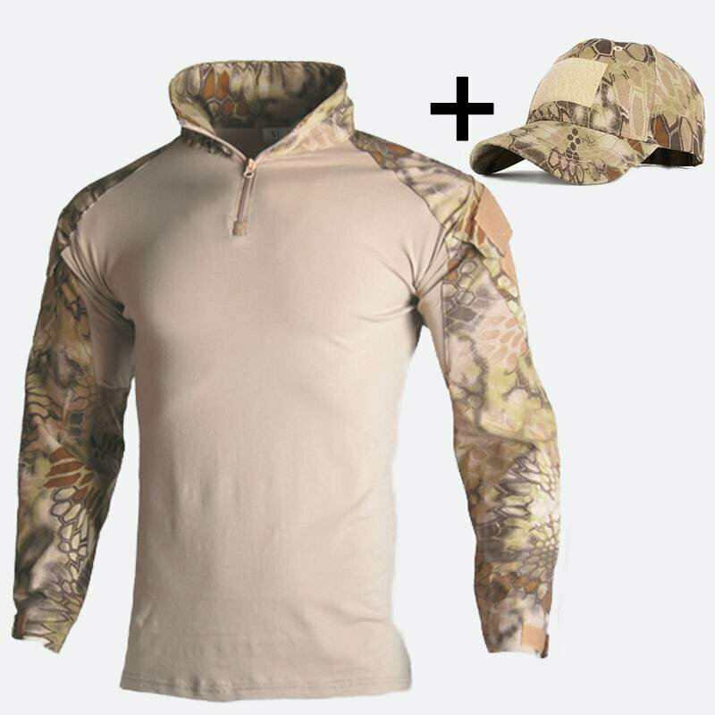 Тактическая рубашка + Тактическая кепка,44, коричневый, M(55-65kg)