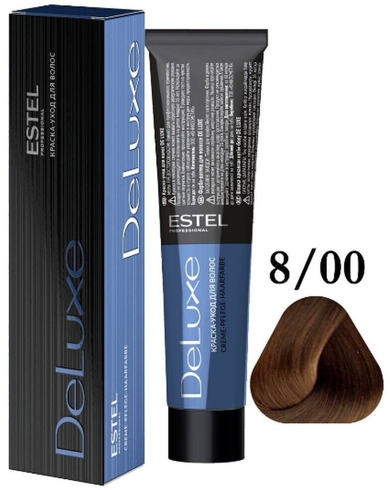 ESTEL PROFESSIONAL Краска-уход 8/00 DE LUXE для окрашивания волос светло-русый для седины, 60 мл