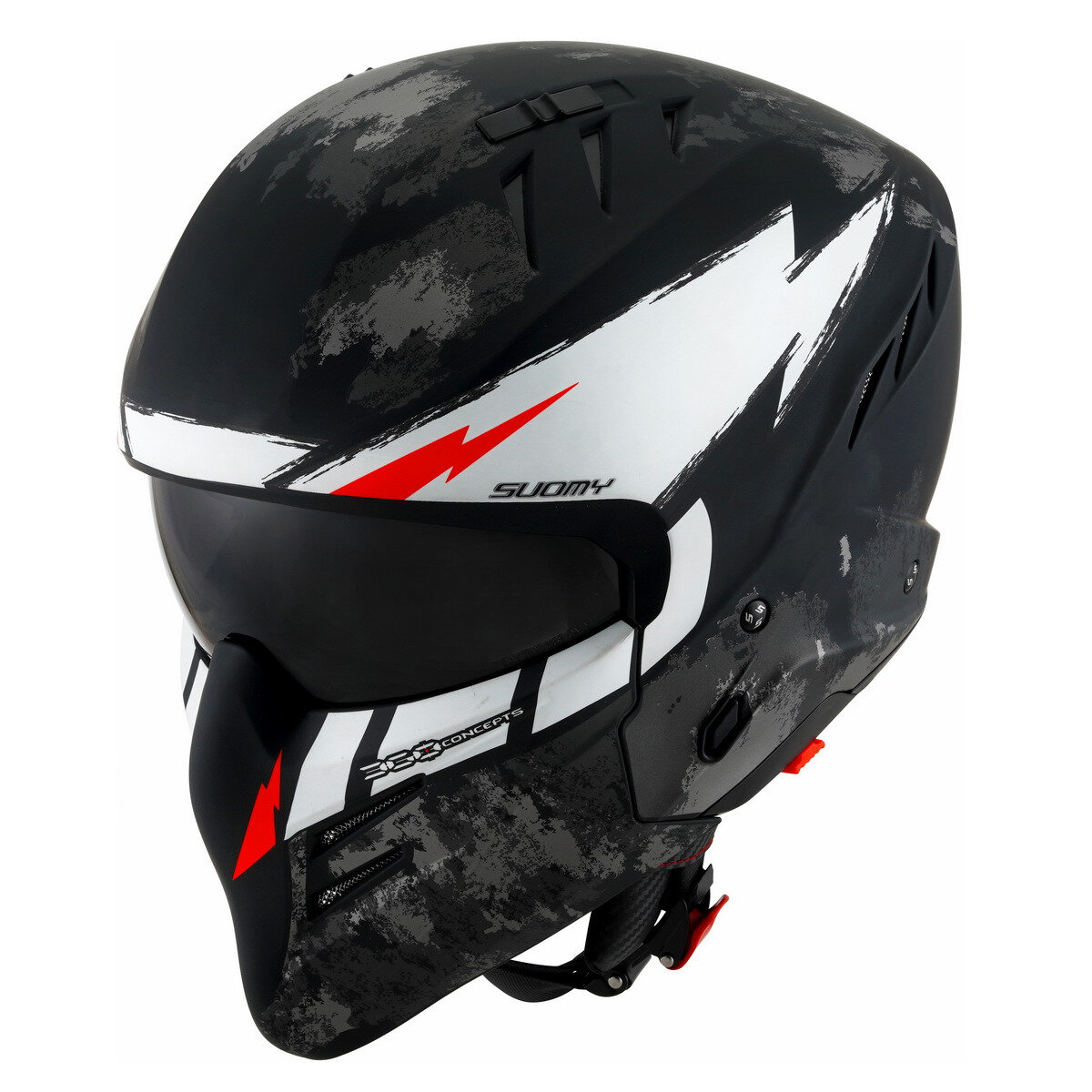 SUOMY Мотошлем ARMOR HI VOLT, цвет Черный Матовый/Белый, Размер L