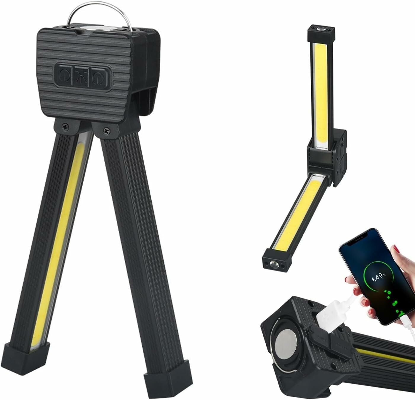 Тренажерный зал для позах, 7 -й передача, портативный магнитный светодиодный фонарик с подвесным крючком, портативный USB -перезаряжаемый рабочий свет, магнитный рабочий свет со складыванием