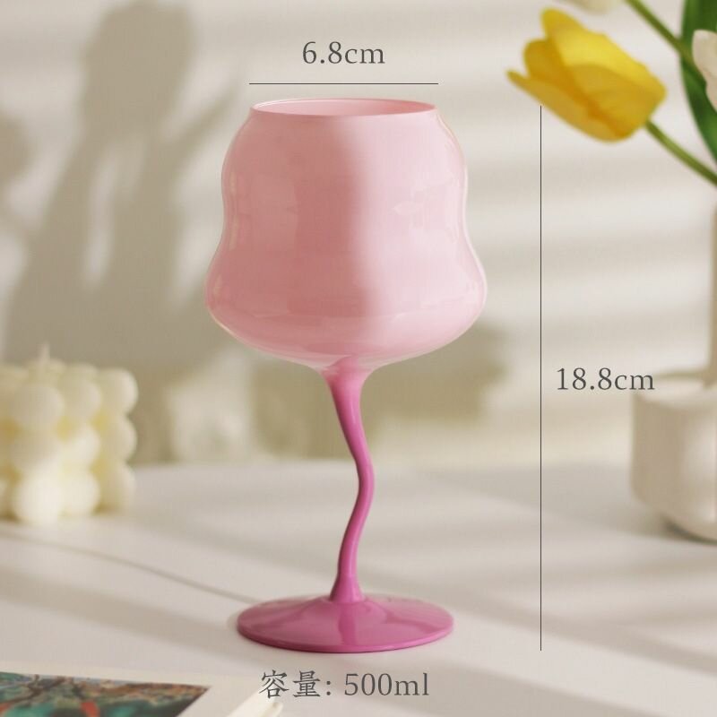 Цветной хрустальный бокал для вина с высокой ножкой, винтажный закрученный дизайн