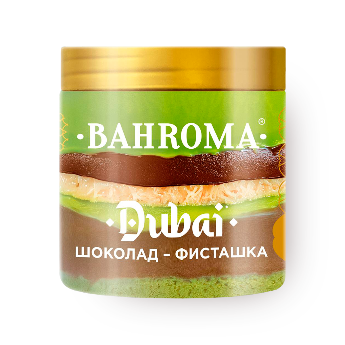 Мороженое Bahroma "Dubai", пломбир, шоколад-фисташка, банка, 330 ккал