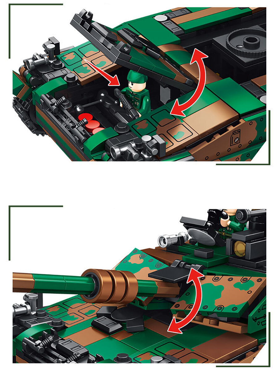 Конструктор танк Leopard 2A7, 1406 деталей / леопард — фото 1
