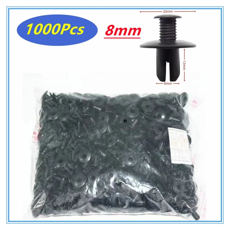 200/500/1000 шт. универсальный автомобильный бампер на крыло с отверстием 8 мм, пластиковые заклепки, крепежный винт, автомобильный крепежный зажим для Nissan Toyota Focus Kia 1000Pcs