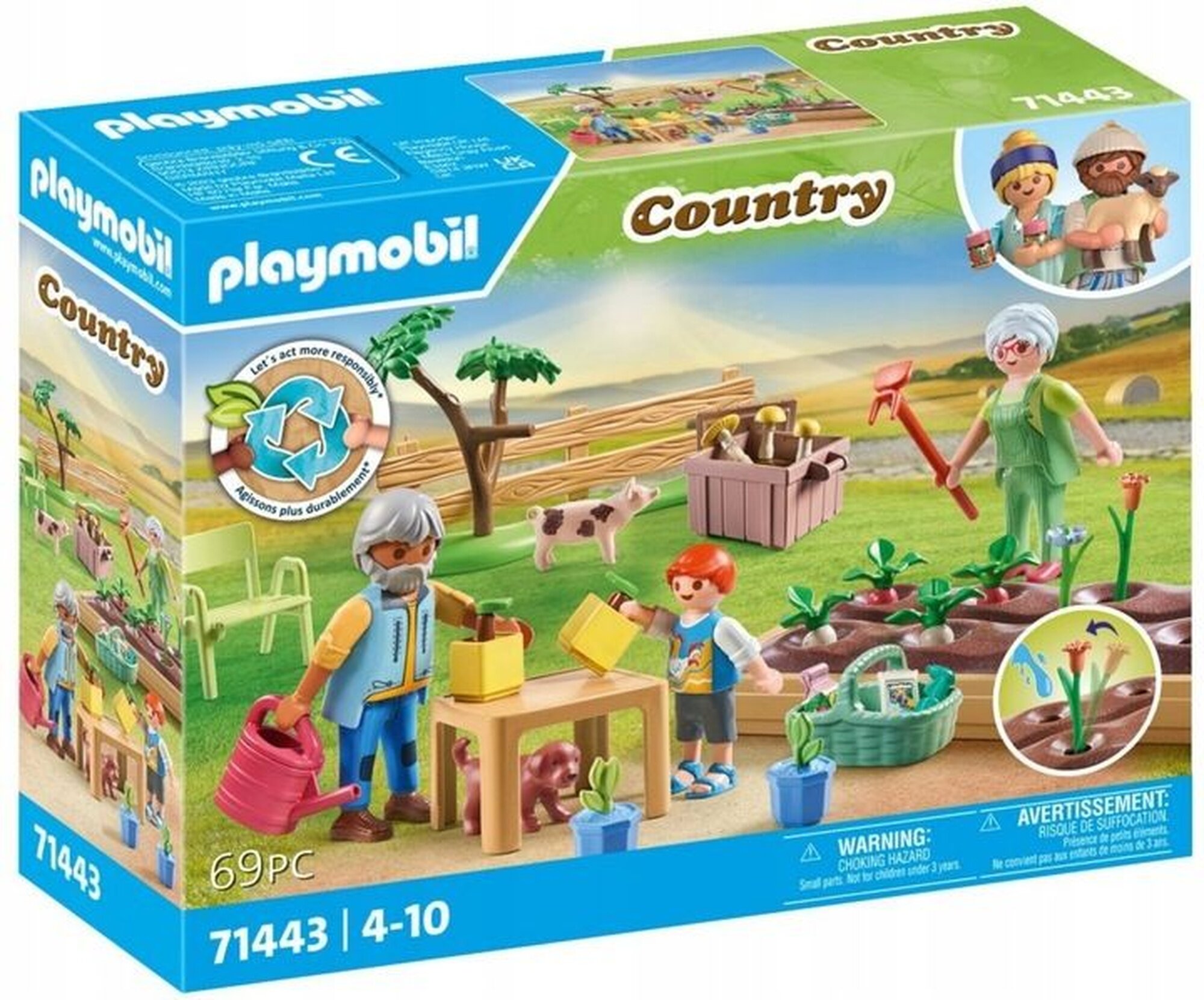 Конструктор Playmobil Country - Огород бабушки и дедушки, включая клумбу, лейку и садовый инвентарь - Плеймобиль 71443