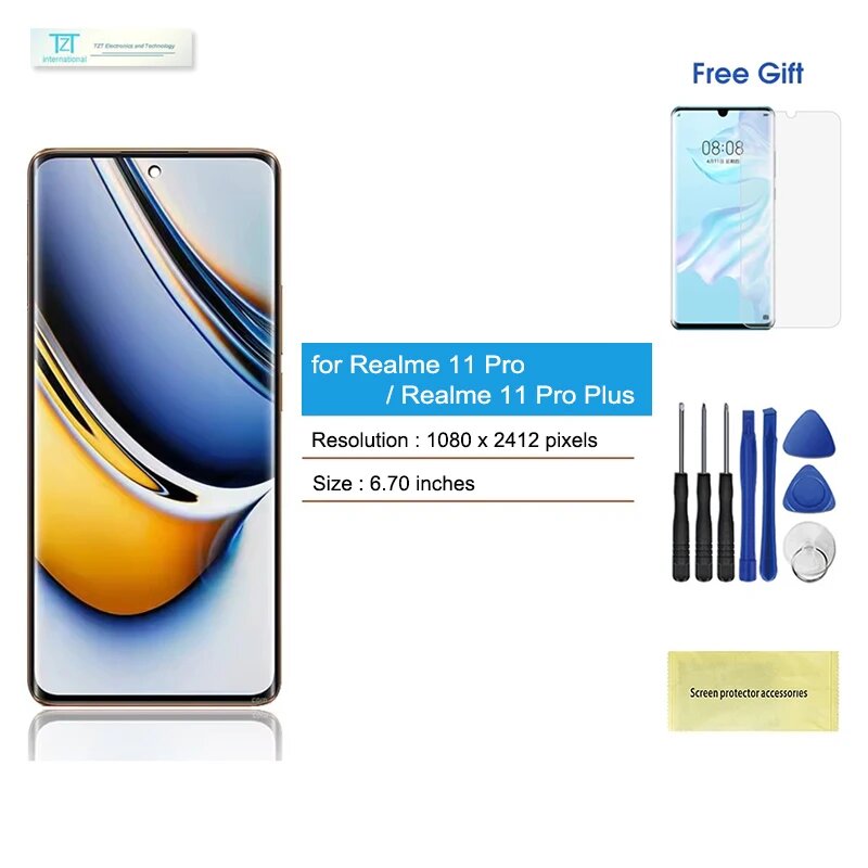 【Сделай сам-с рамкой】Super Amoled для OPPO Realme 11 Pro Plus/11 Pro, замена сенсорного ЖК-дисплея, оригинальный OLED-дисплей Amoled - Black Frame