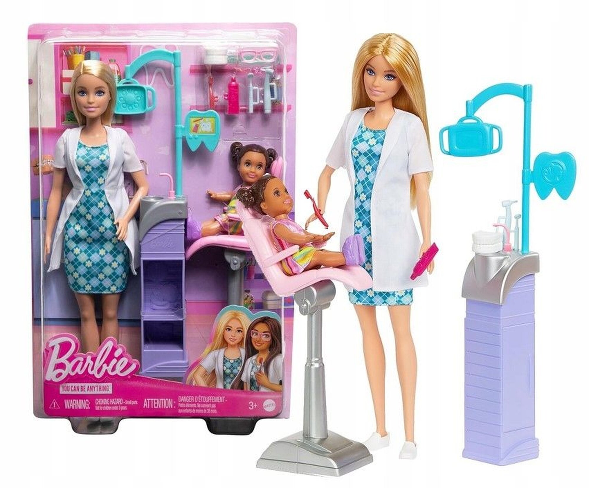 Кукла Mattel Barbie Карьера - Игровой Набор Кукла стоматолог с пациентом - Барби HKT69