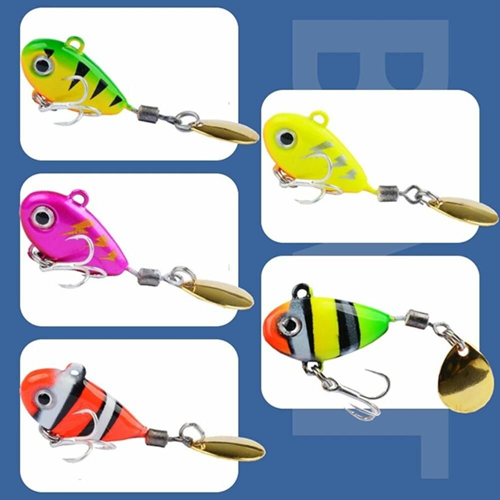 Тейл-спиннеры (5 шт.) 5 гр. (Длина с лепестком 4,7см.) Набор в пластиковом кейсе. Tail Spinner / Блесна / Воблер / Приманка снасть для спиннинга