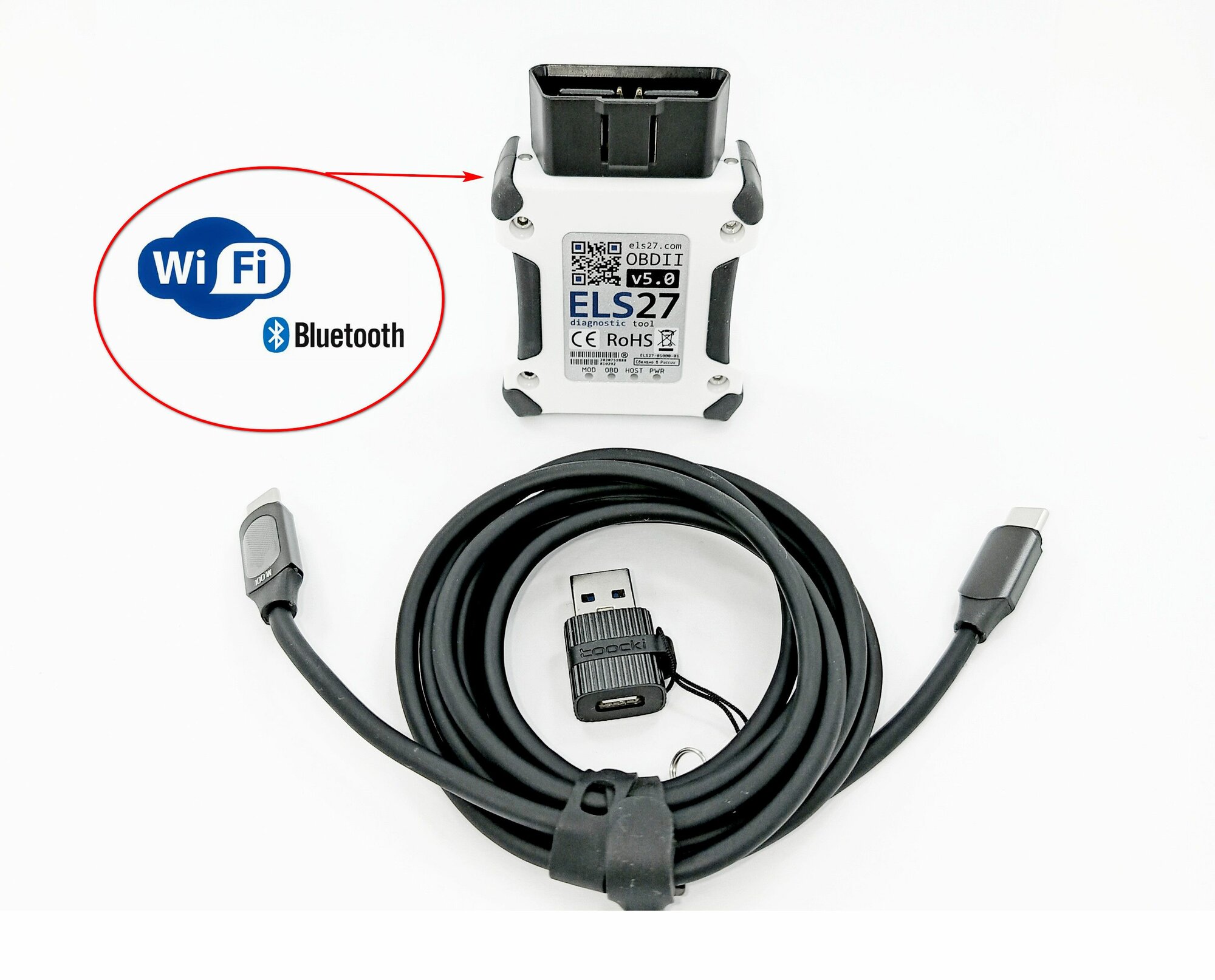 Автосканер ELS27 v5.0 WiFi+Bluetooth (ЕЛС27 Оригинал) для Ford/Mazda - Forscan, ELMconfig, FoCCCus, STool