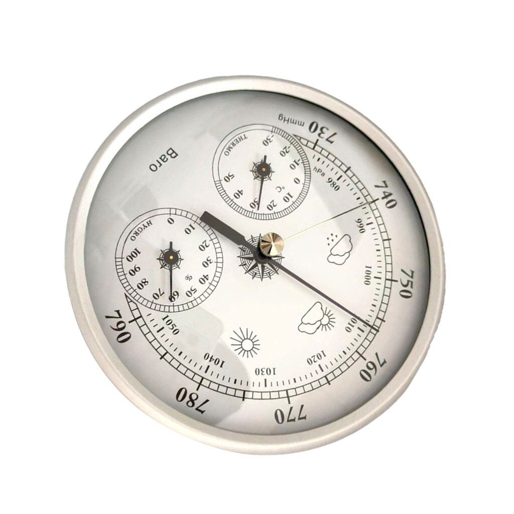 Барометр для рыбалки 130 мм три в одном барометр-термометр гигрометр метеорологический-серебристый