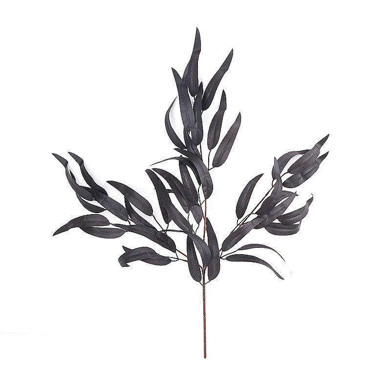 Искусственный ветка эвкалипта декор из шелка и пластика для свадьбы и улицы черный лист