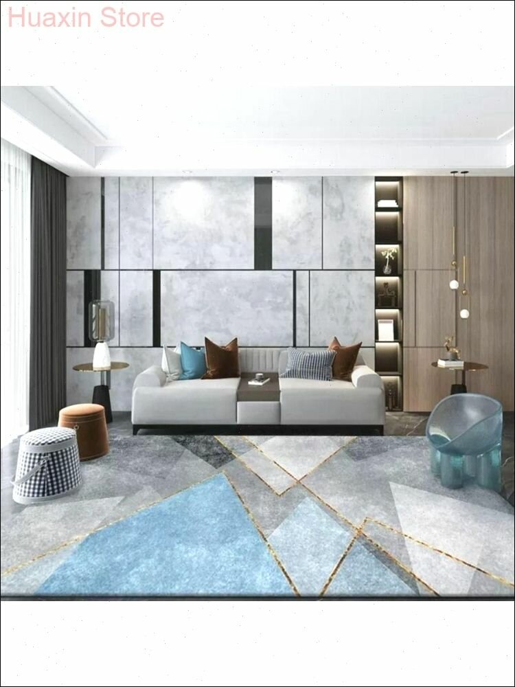 Ковер на пол для комнаты безворсовый "Голубой Эверест" 200х300