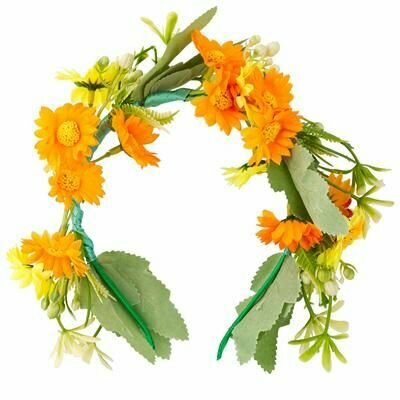 Ободок КНР "Ромашки оранжевые", пластик, 14х13 см