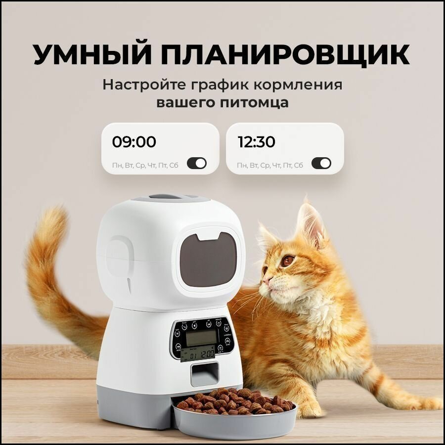 Автоматическая кормушка PetPaw белого цвета, 3,5 л, с 4 порциями подачи для кошек и собак эксклюзивный выбор