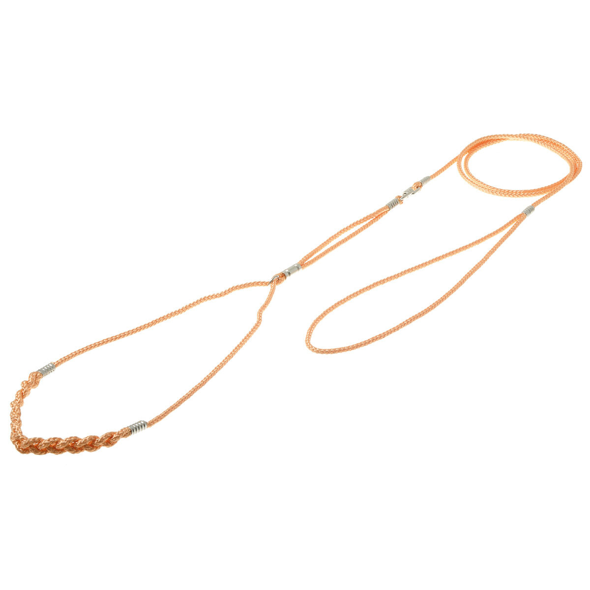 Ринговка для собак с плетёным расширителем, с кольцом, обхват до 60 см, нейлон ширина 2,5 мм, 120 см, персик, ZooOne