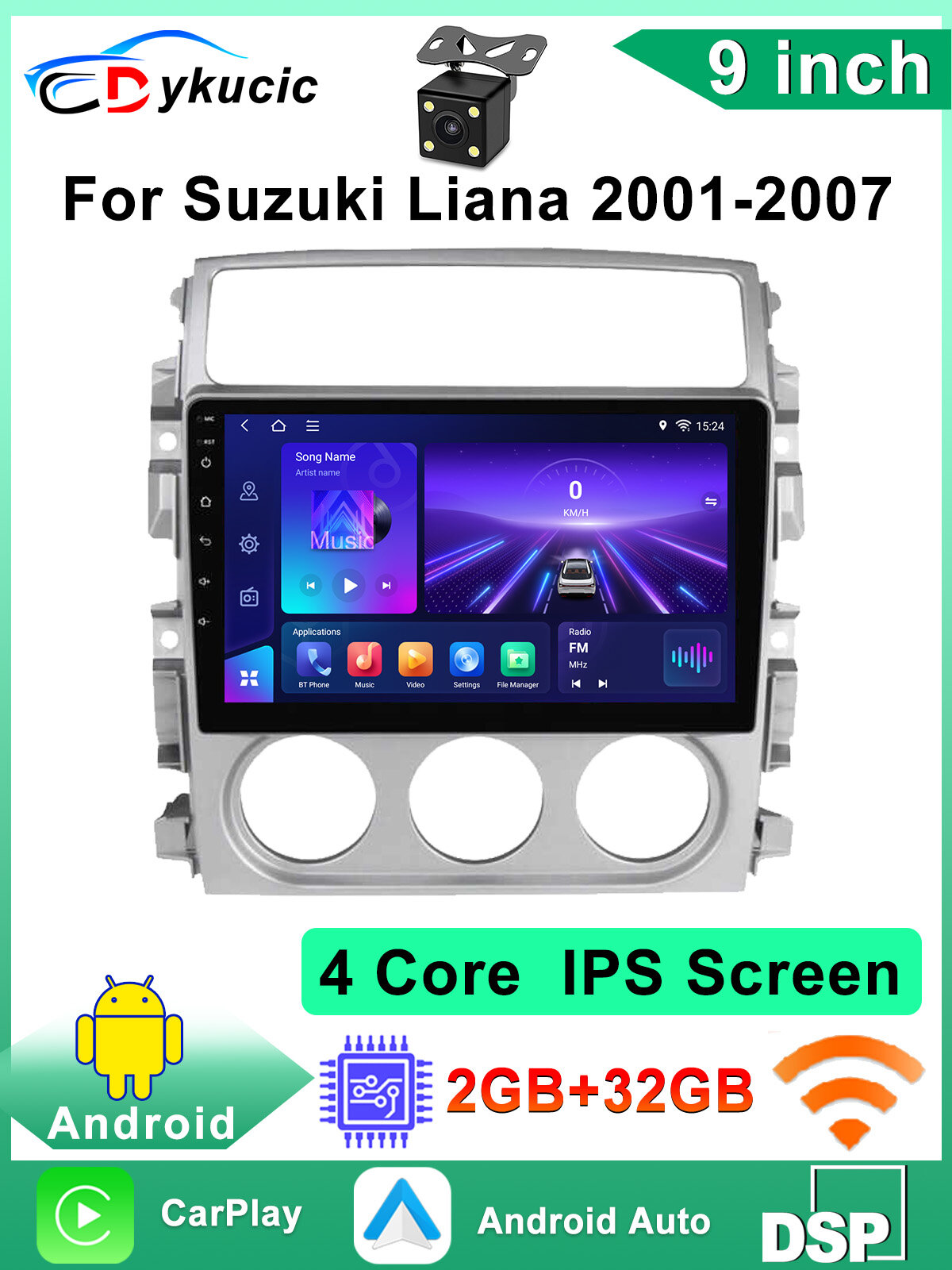 Магнитола для Suzuki Liana (2001-2007),4 ядерный процессор, Wifi, андроид штатная автомагнитола
