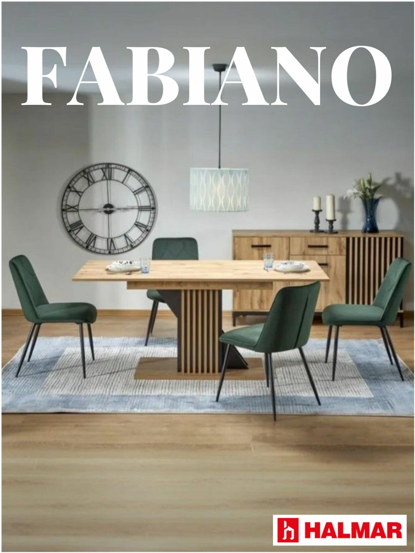 Стол обеденный HALMAR FABIANO дуб вотан/черный, раздвижеой 135-175/75