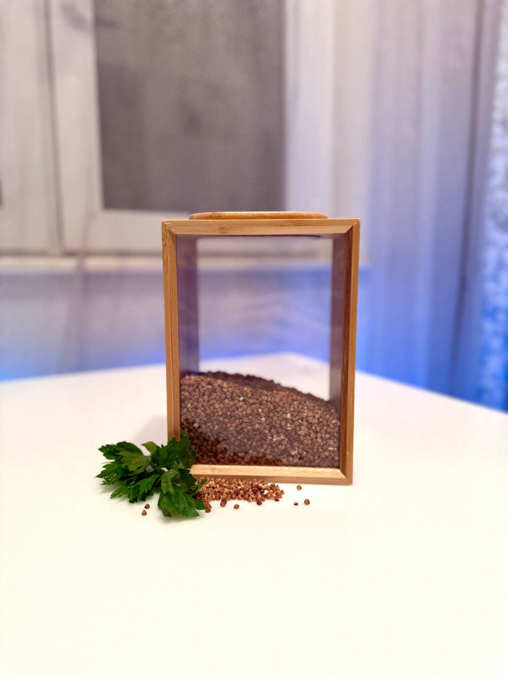 Банки для сыпучих продуктов, контейнер для хранения Bambuchka, 14х10х20 см, натуральный бамбук