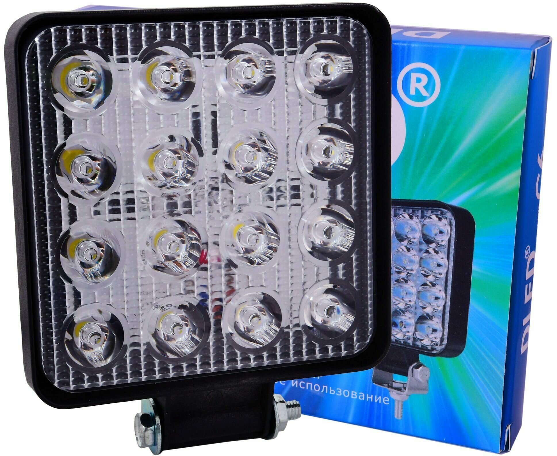 Противотуманная фара светодиодная / 16 диодов 48Вт / фара дальнего света / ПТФ / дневные ходовые огни / 1шт