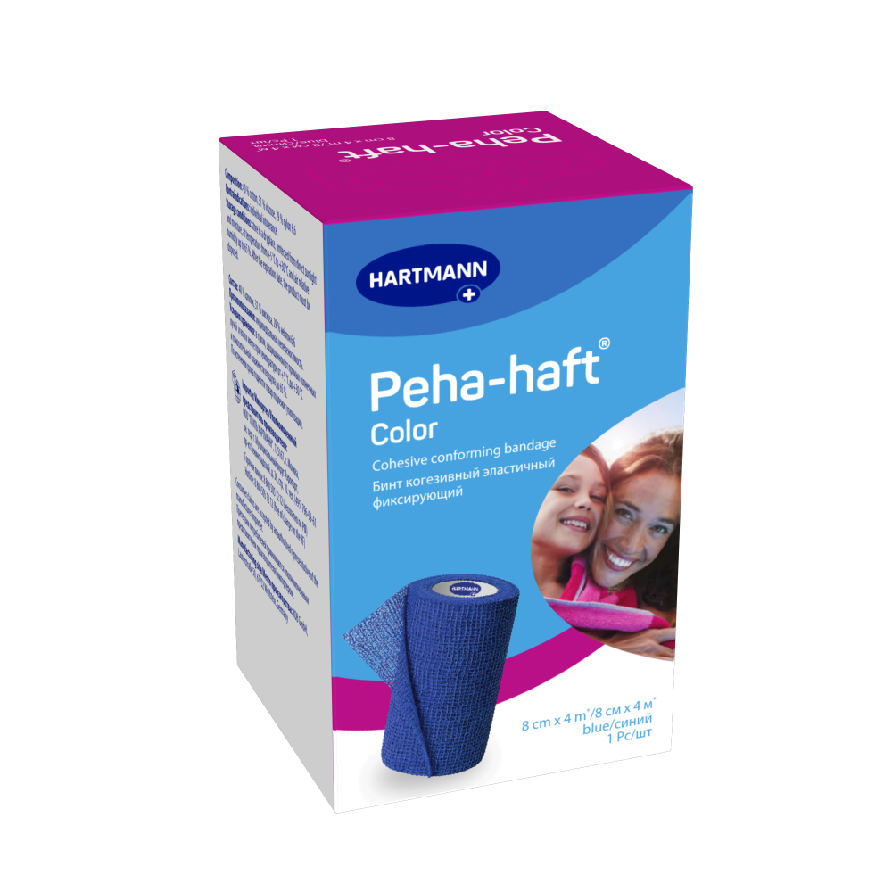 Бинт peha-haft color 8 смх4 м/синий когезивный эластичный фиксирующий