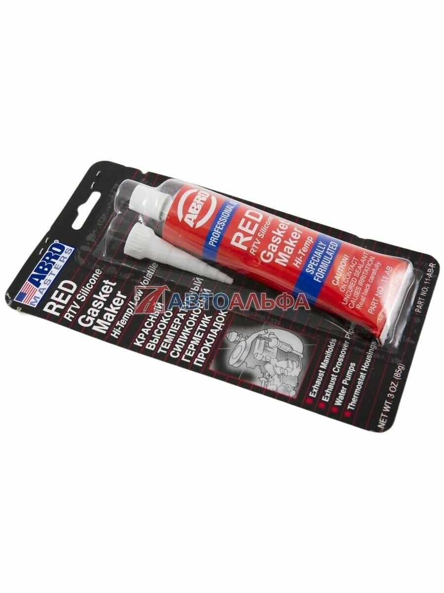 Герметик прокладок силиконовый высокотемпературный ABRO MASTERS (красный) 85 г.