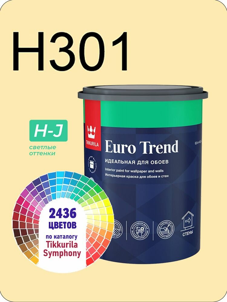 Краска для обоев Tikkurila Euro Trend 0,9л. светлые оттенки H301