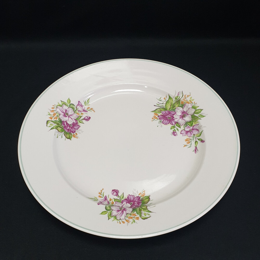 Блюдо круглое 35 см, Дулево, фарфор, деколь. Винтаж, СССР